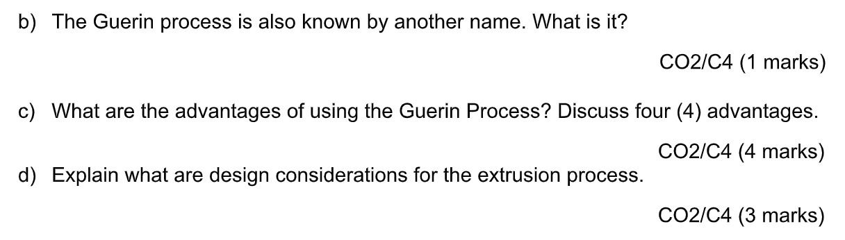 Solved b) The Guerin process is also known by another name. | Chegg.com