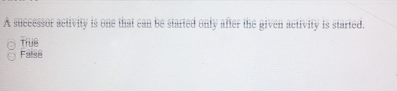 Solved A successor activity is one that can be started only | Chegg.com