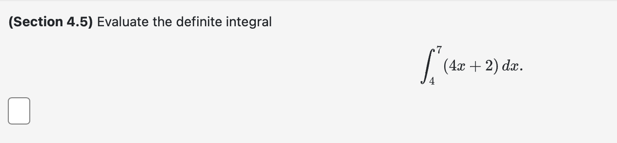 Solved (Section 4.5) ﻿Evaluate the definite | Chegg.com
