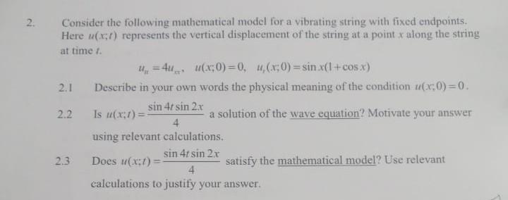 Solved Consider the following mathematical model for a | Chegg.com