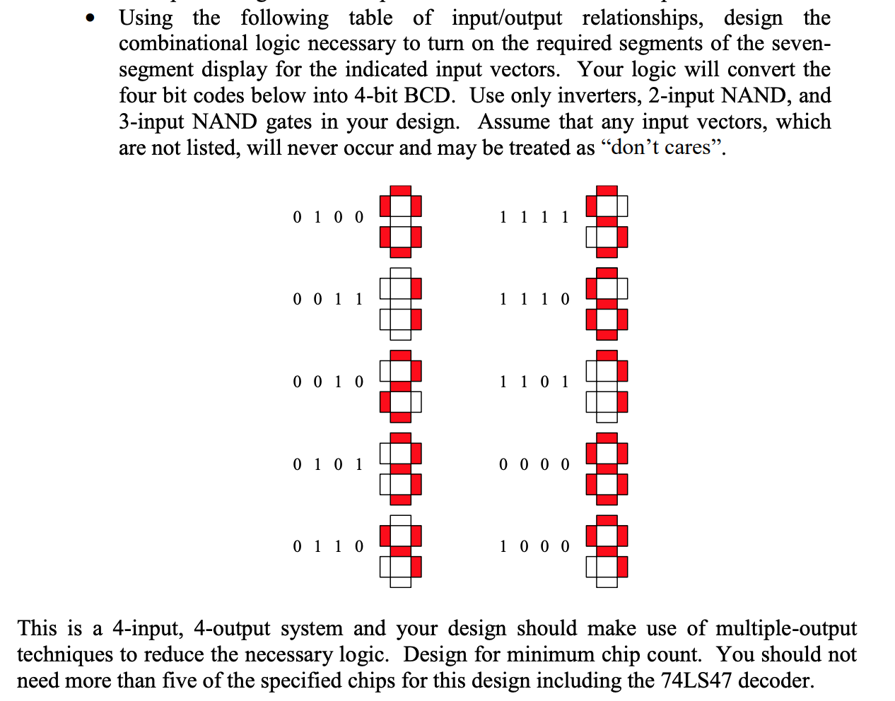 Solved Using the following table of input/output | Chegg.com