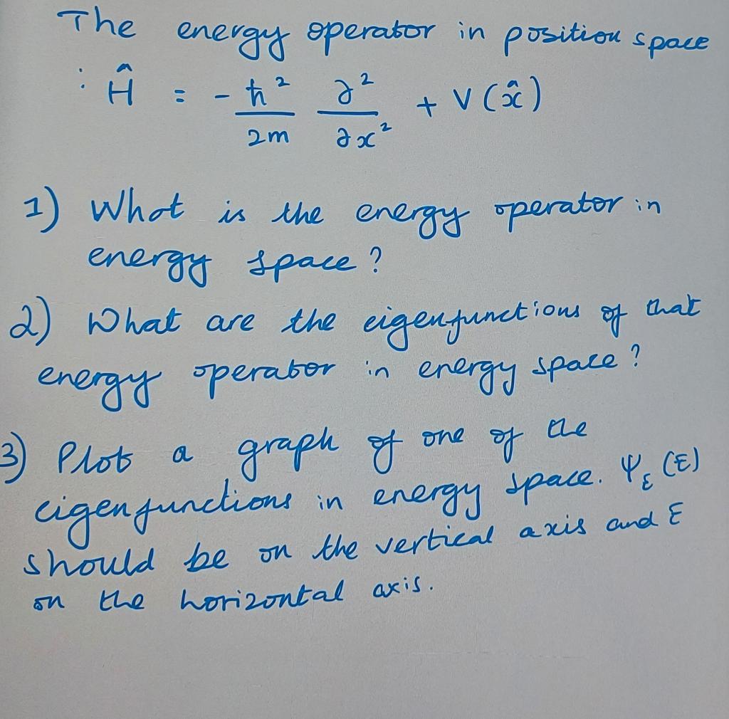 Solved The energy operator in position space | Chegg.com