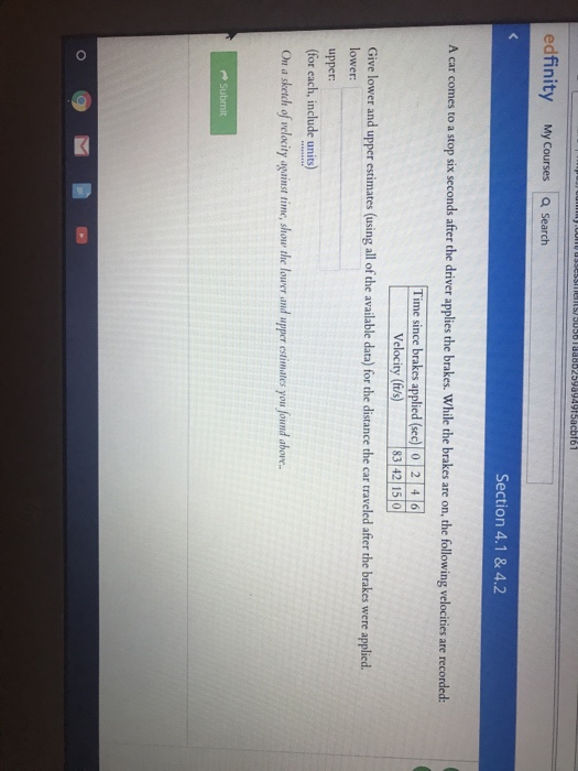 Solved edfinity My Courses a se Section 4.1 &4.2 A car comes | Chegg.com