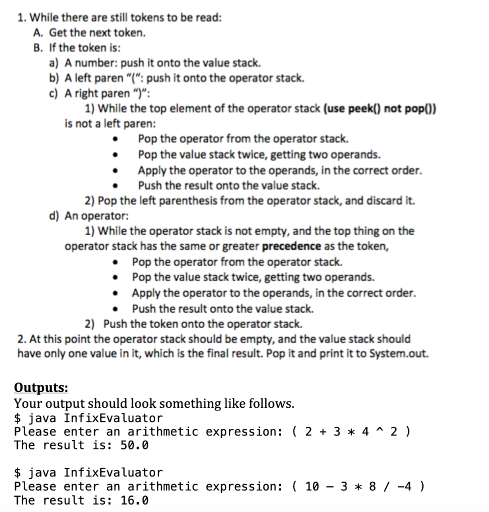 Solved Problem 3: InfixEvaluator class | Chegg.com
