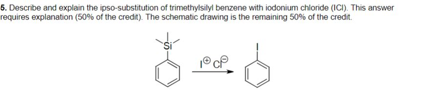 Solved 5. Describe and explain the ipso-substitution of | Chegg.com