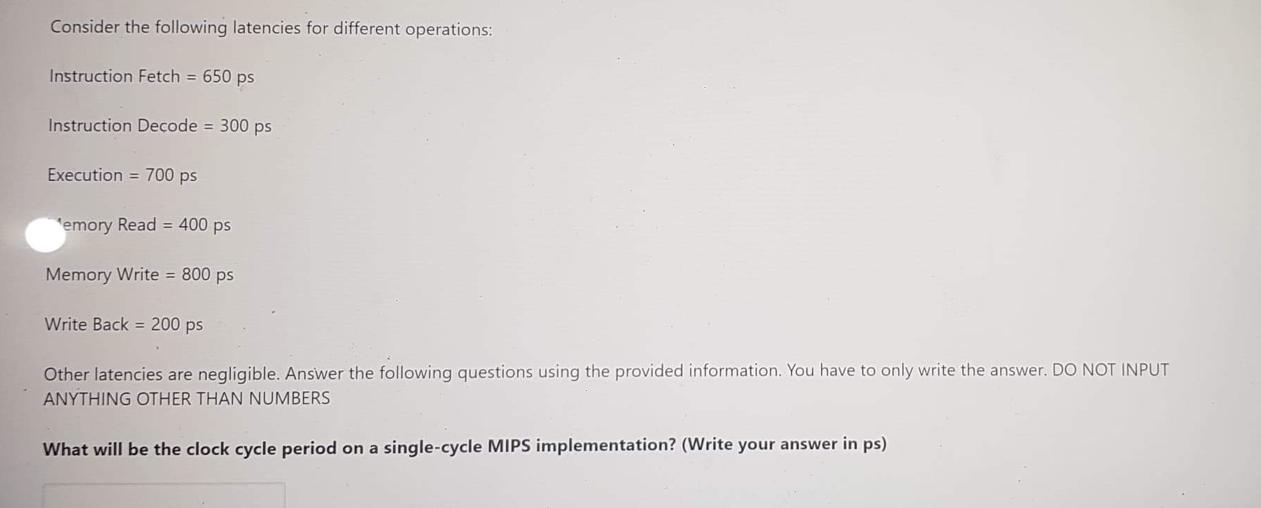 Solved Consider the following latencies for different | Chegg.com
