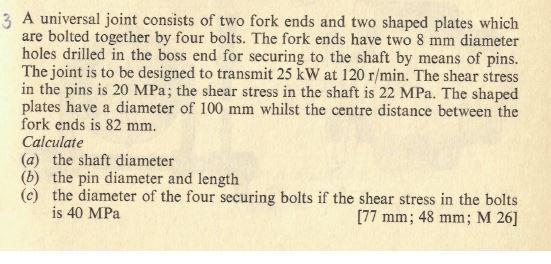 Solved A universal joint consists of two fork ends and two | Chegg.com