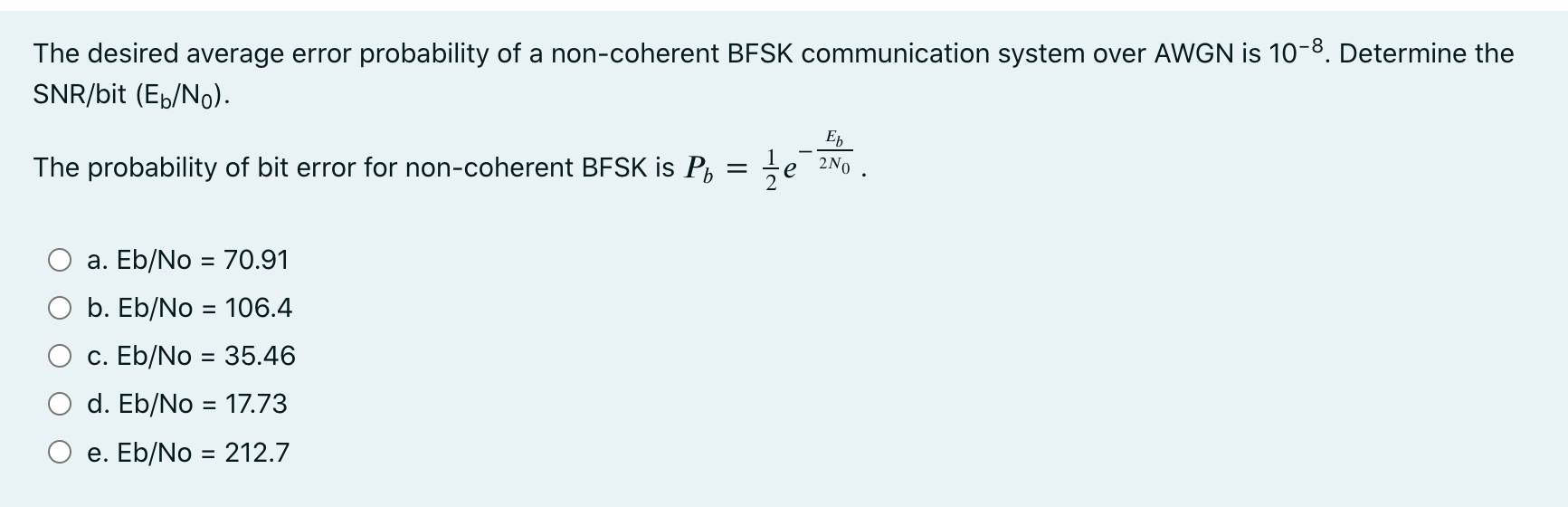 Solved The desired average error probability of a | Chegg.com