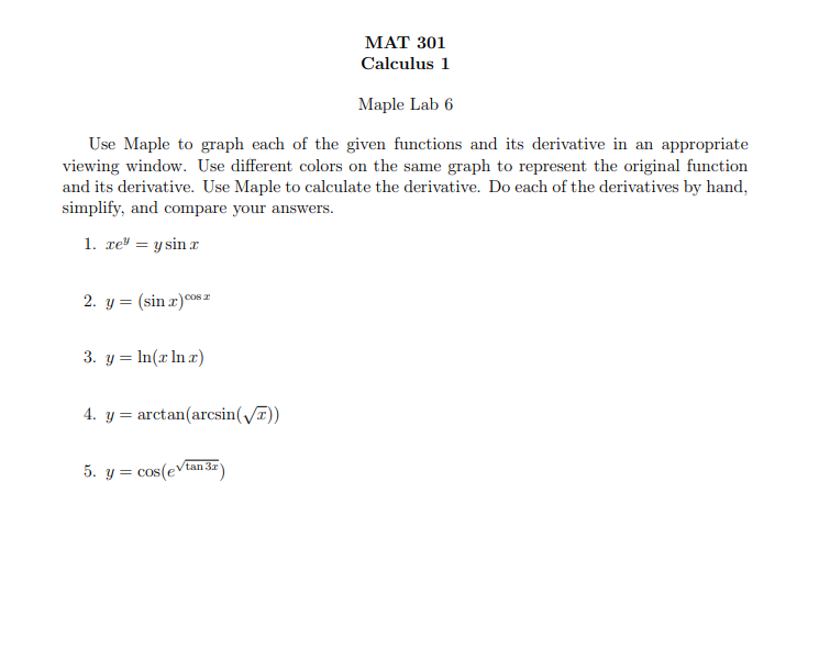 Solved Maple Lab 6 Use Maple to graph each of the given | Chegg.com
