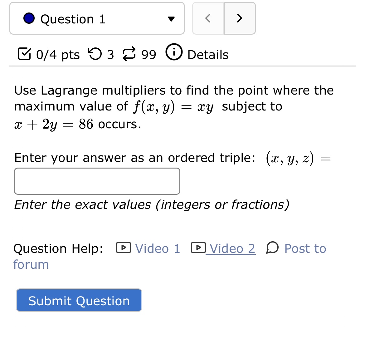 Solved Use Lagrange multipliers to find the point where the | Chegg.com