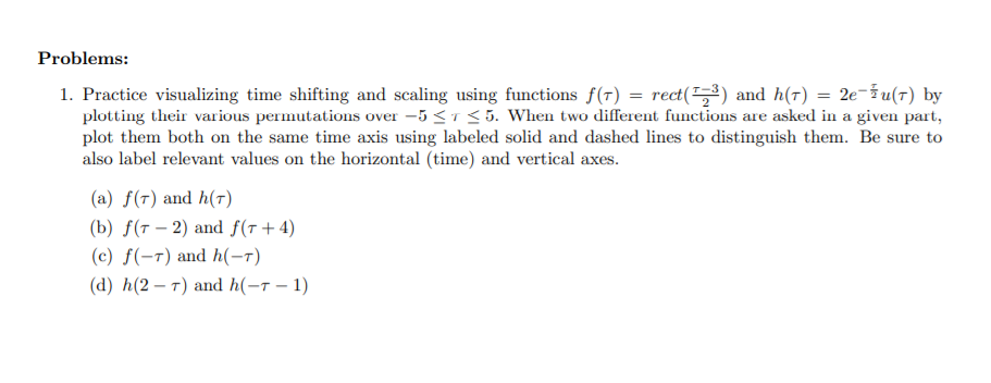 Solved Problems: 1. Practice visualizing time shifting and | Chegg.com