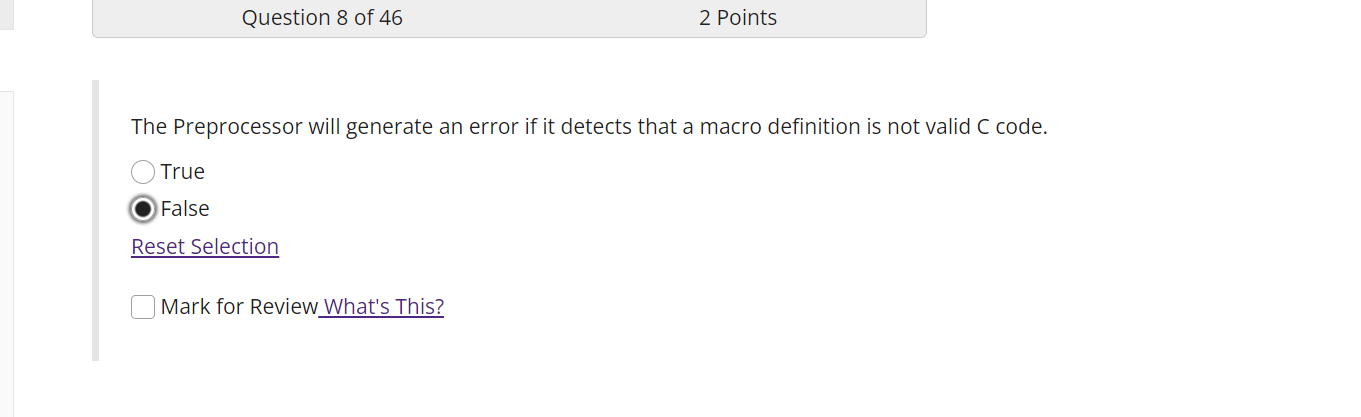 Solved Question 8 of 46 2 Points The Preprocessor will | Chegg.com