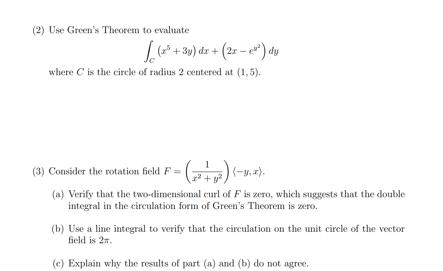 Solved (2) Use Green’s Theorem to evaluate 1. (2® +34) dx + | Chegg.com