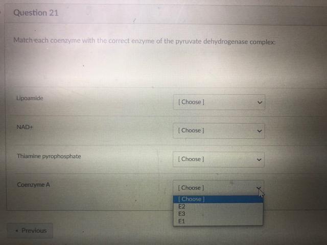 Solved Match each coenzyme with the correct enzyme of the | Chegg.com