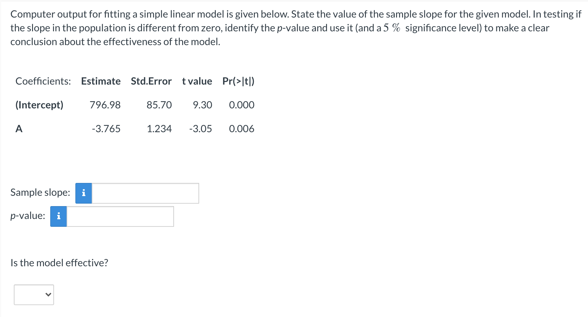 Solved Computer output for fitting a simple linear model is | Chegg.com
