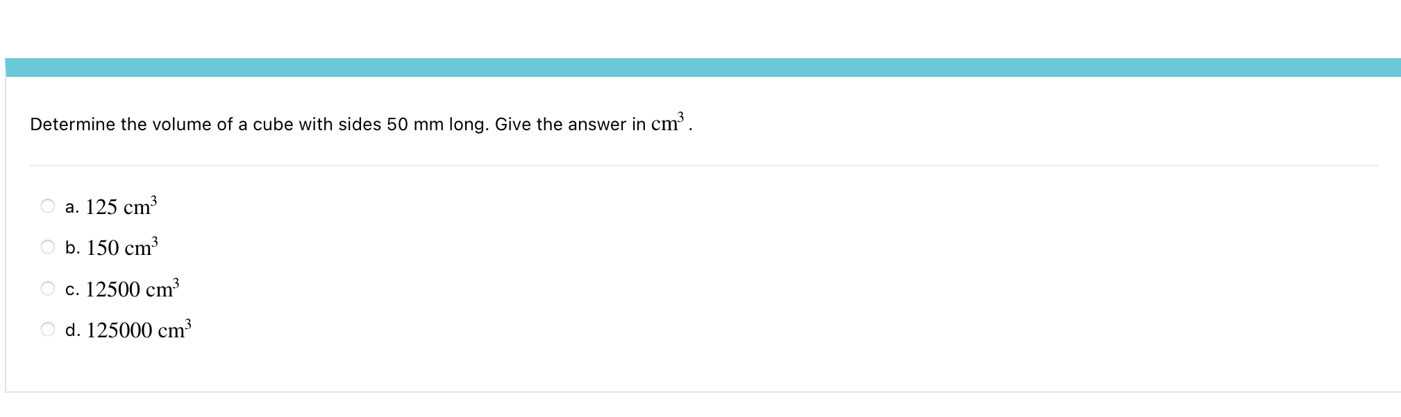 Solved Determine the volume of a cube with sides 50 mm long. | Chegg.com