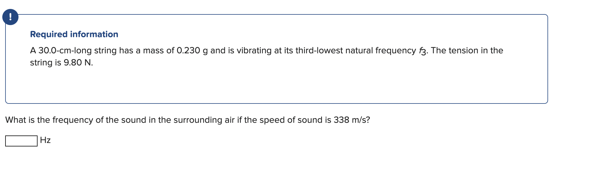 Solved Required information A 30.0-cm-long string has a mass | Chegg.com