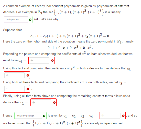 Solved A common example of linearly independent polynomials | Chegg.com