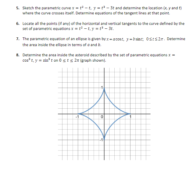 Solved 5. Sketch the parametric curve x = t? – t, y = t3 – | Chegg.com