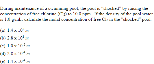 Solved During maintenance of a swimming pool, the pool is | Chegg.com