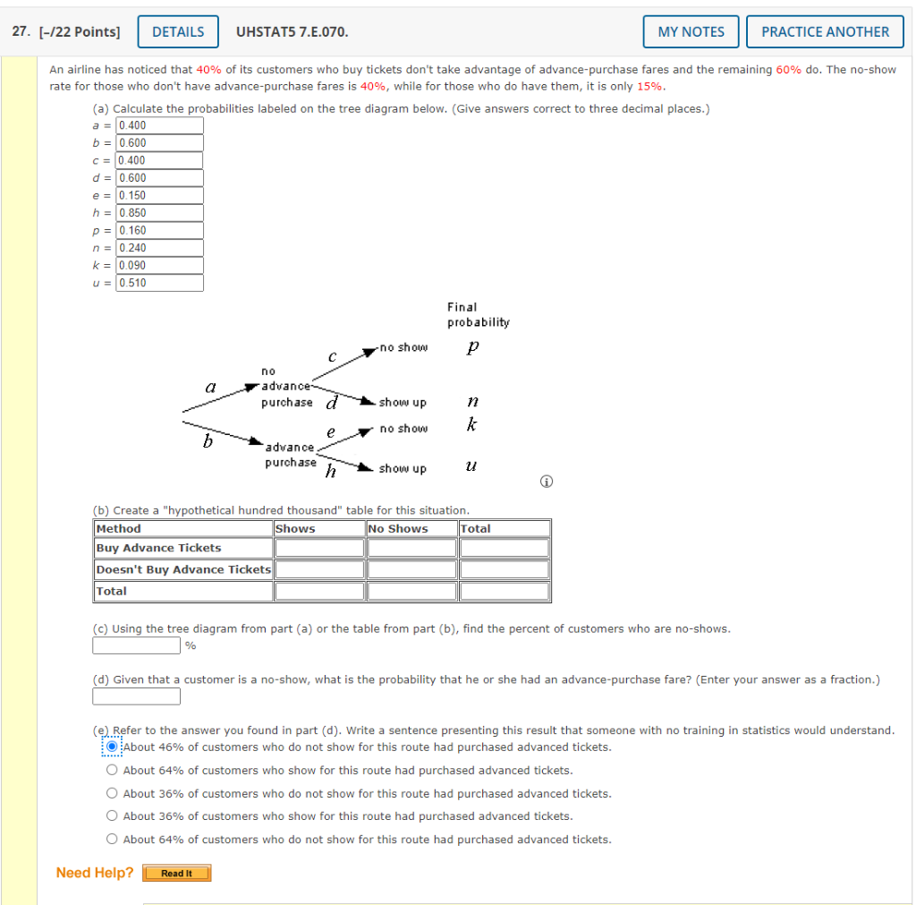Solved 27. 1-/22 Points] DETAILS UHSTAT5 7.E.070. MY NOTES | Chegg.com