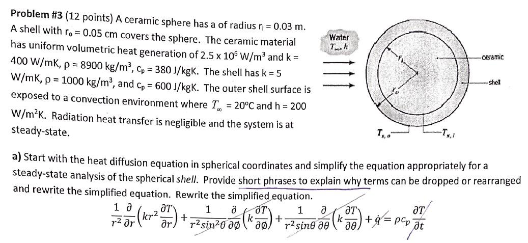 Solved Problem \#3 (12 points) A ceramic sphere has a of | Chegg.com
