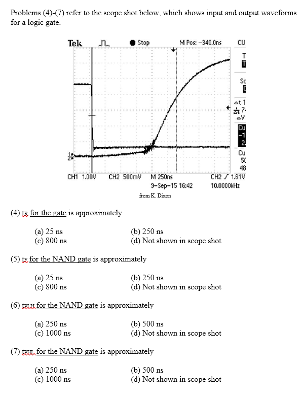 Solved Problems (4)-(7) ﻿refer to the scope shot below, | Chegg.com