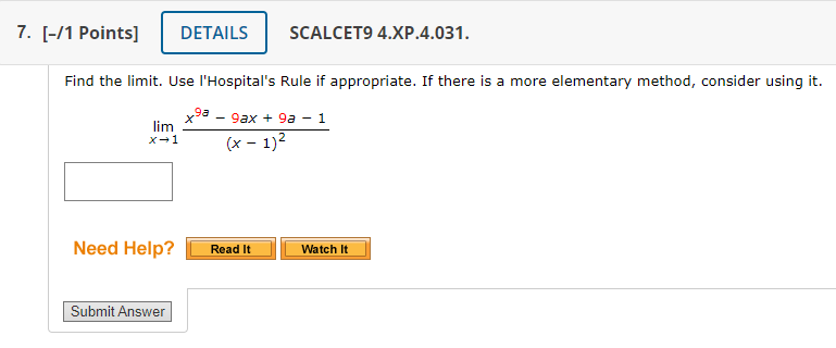 Solved [-/1 Points] SCALCET9 4.XP.4.031. Find the limit. Use | Chegg.com