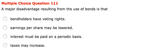 Solved Multiple Choice Question 111 A major disadvantage | Chegg.com