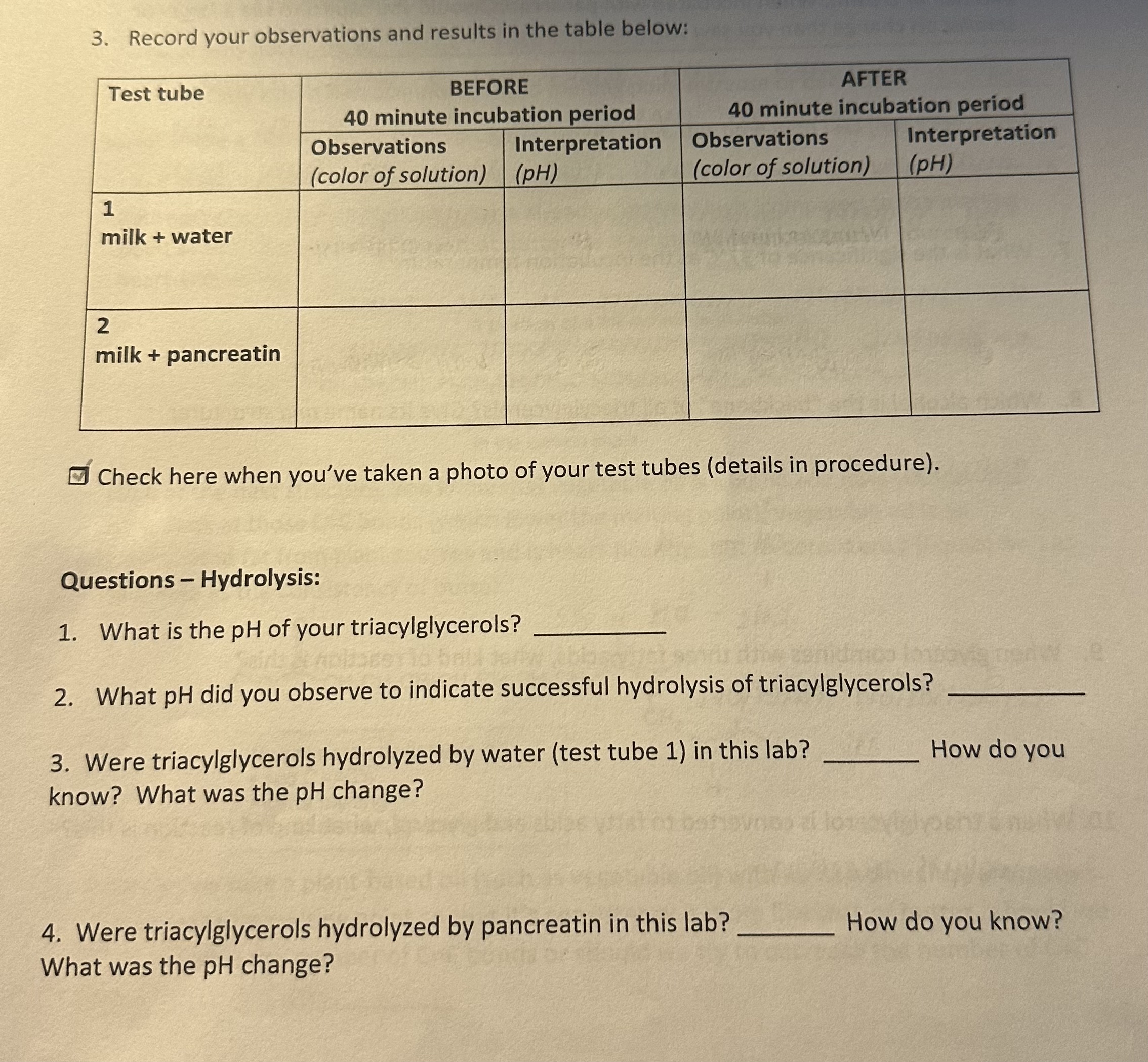 3. Record your observations and results in the table | Chegg.com