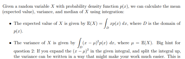 Solved Given a random variable X with probability density | Chegg.com
