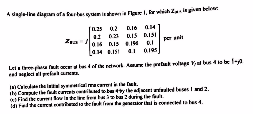 Solved A single-line diagram of a four-bus system is shown | Chegg.com