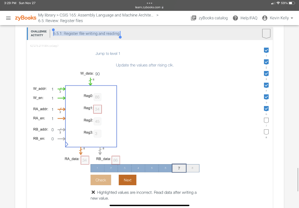 Solved Update the values after rising clk. X Highlighted | Chegg.com