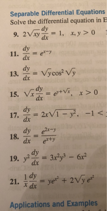 Solved Separable Differential Equations Solve the | Chegg.com