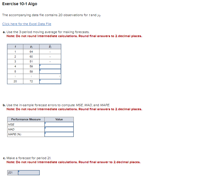 Solved o. Use the 3-period moving average for making | Chegg.com