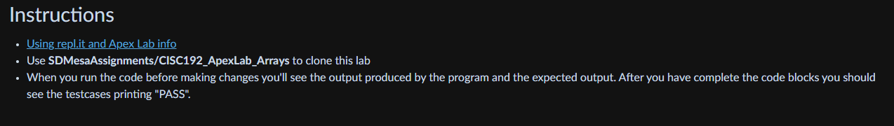Solved Instructions - Using repl.it and Apex Lab info - Use | Chegg.com