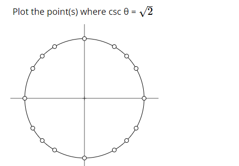 Solved Plot the point(s) where csc 0 = 2 | Chegg.com
