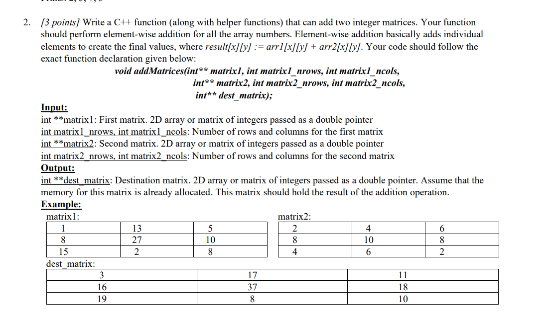 Solved 2. [3 points) Write a C++ function (along with helper | Chegg.com