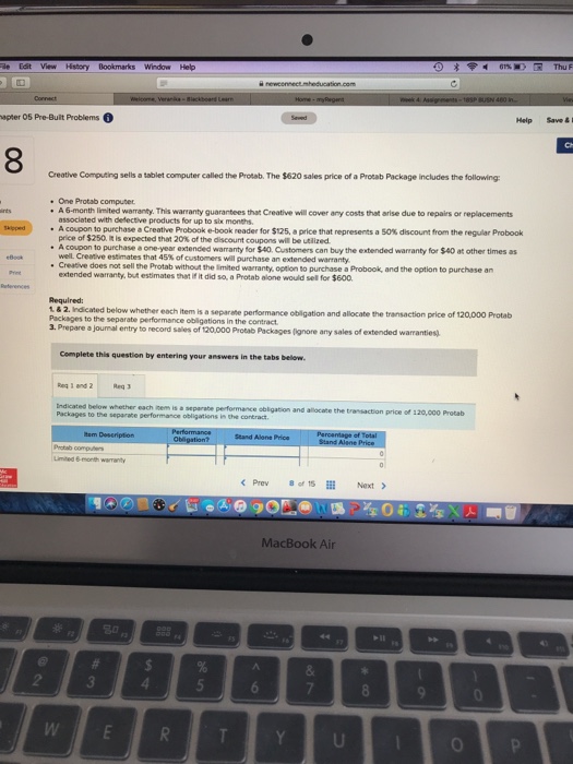 Solved lookmarks Window Help apter 05 Pre-Built Problems | Chegg.com