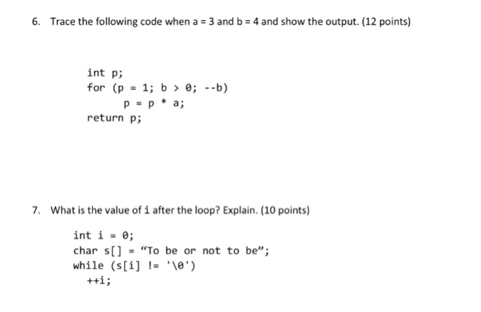 Solved 6. Trace the following code when a 3 and b 4 and show | Chegg.com