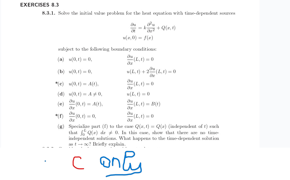 Solved 8.3.1. Solve the initial value problem for the heat | Chegg.com