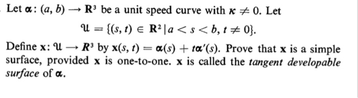 Solved Let a: (a, b)-R' be a unit speed curve with K 0. Let | Chegg.com