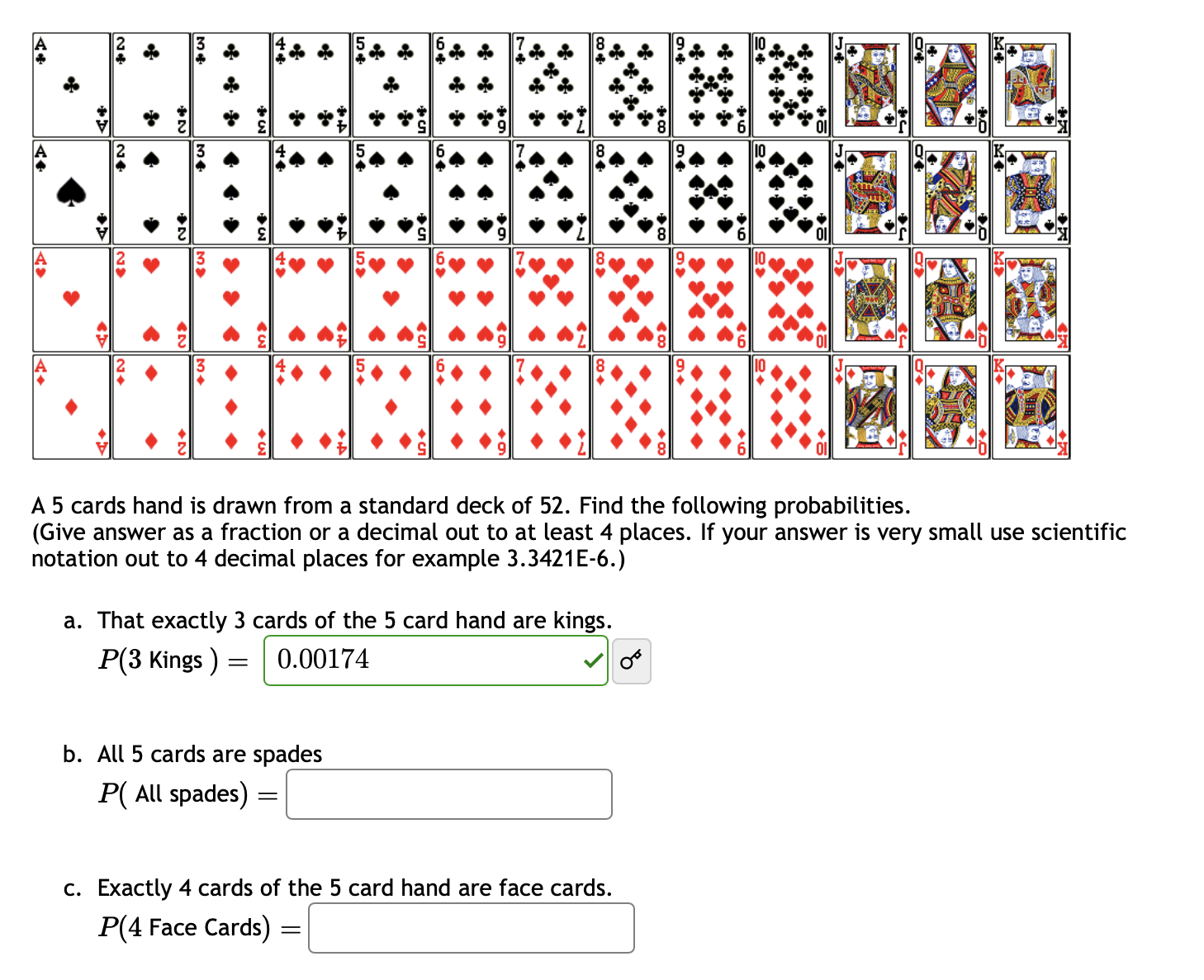 Solved A 5 cards hand is drawn from a standard deck of 52 . | Chegg.com
