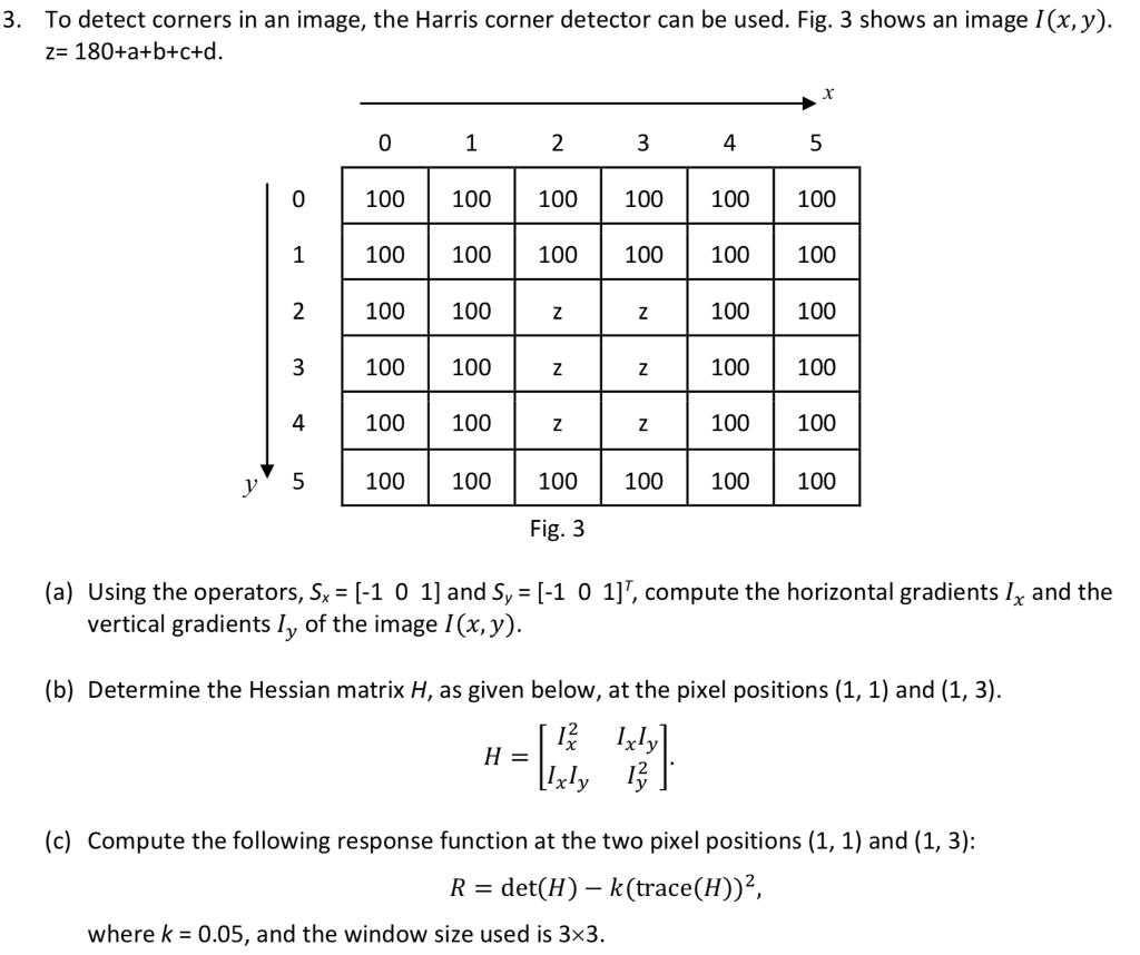 To detect corners in an image, the Harris corner | Chegg.com