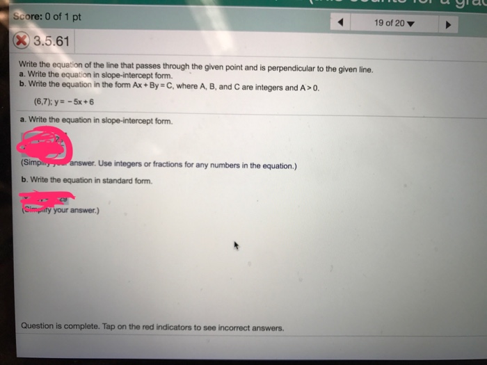 Solved Write The Equation Of The Line That Passes Through