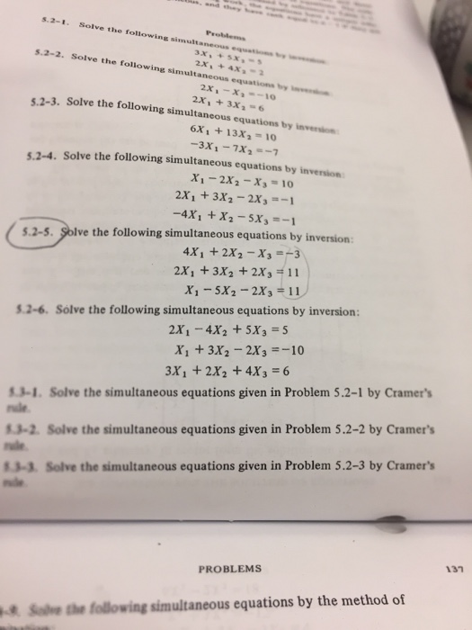 Solved 5.2-1. Solve the following simultaneous s s.2-2. | Chegg.com
