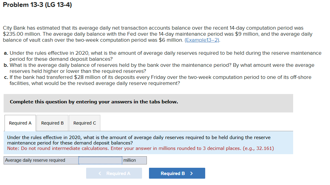 Solved Problem 13-3 (LG 13-4)City Bank has estimated that | Chegg.com