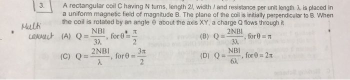 Solved A rectangular coil C having N turns, length 21, width | Chegg.com
