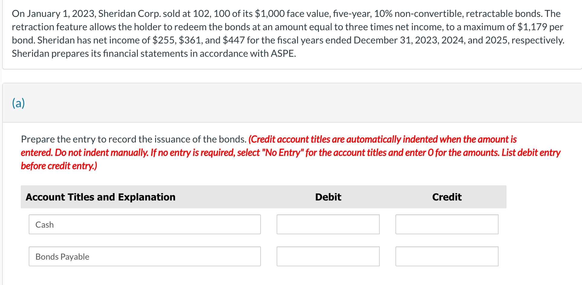Solved On January 1, 2023, ﻿Sheridan Corp. sold at 102, 100 | Chegg.com