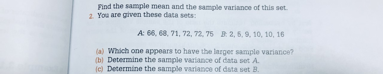 Solved Find the sample mean and the sample variance of this | Chegg.com